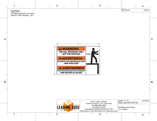 Warning Labels - Mobile Fall Carts – Leading Edge Safety
