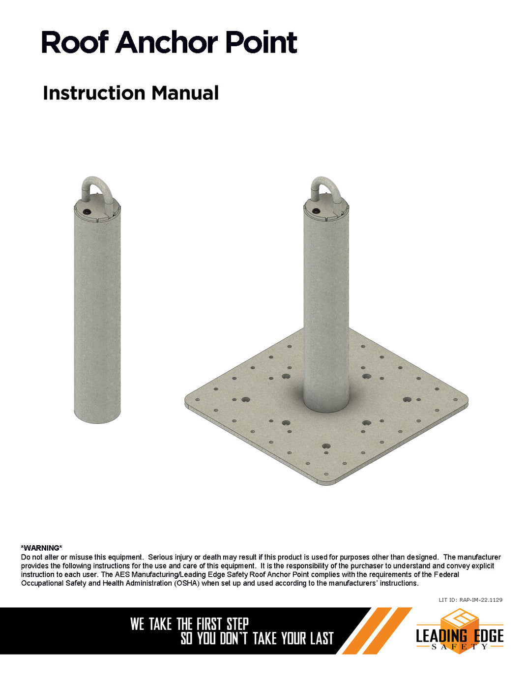 24" Tall Roof Anchor Point / Weld On – Leading Edge Safety