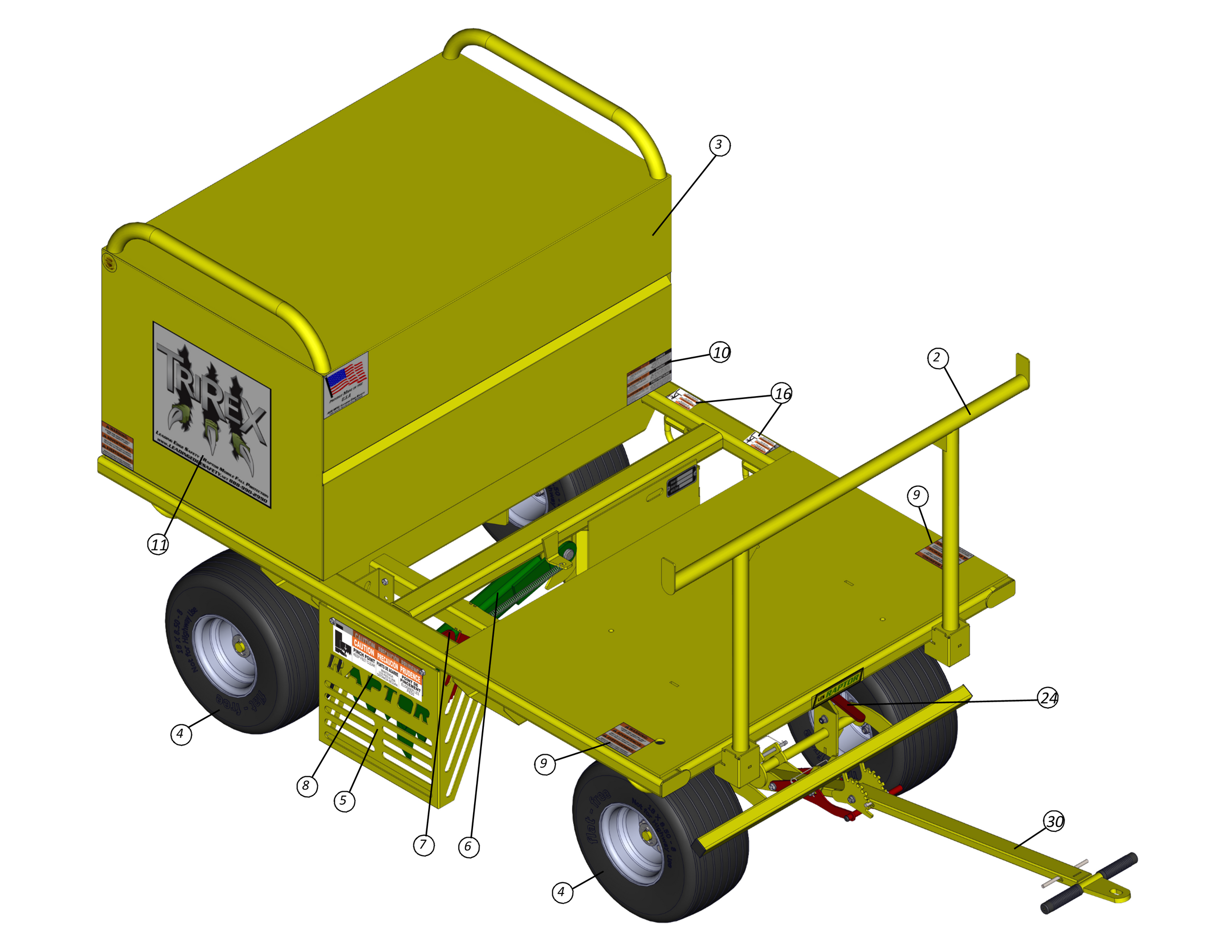 Serviceable Parts - Mobile Fall Protection Carts – Leading Edge Safety